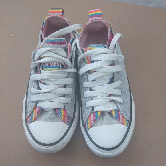 Converse | Shoes | Converse Gray And Rainbow Girls Sneaker | Poshmark